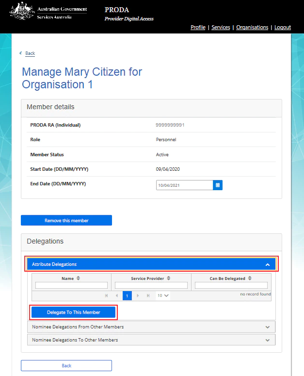 Delegate device management in PRODA